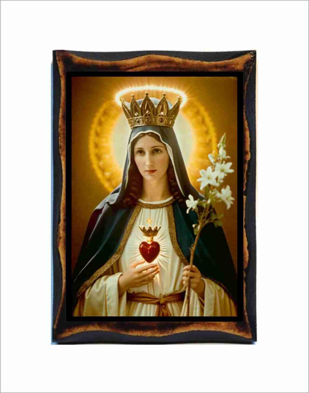 Immaculate Heart of Mary Icon - Byzantine Art - Holy Card on Handmade ...