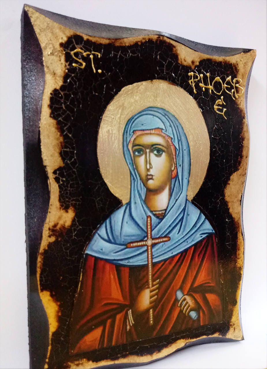 Saint Phoebe the deaconess Handmade Wood Icon on plaque with | Etsy