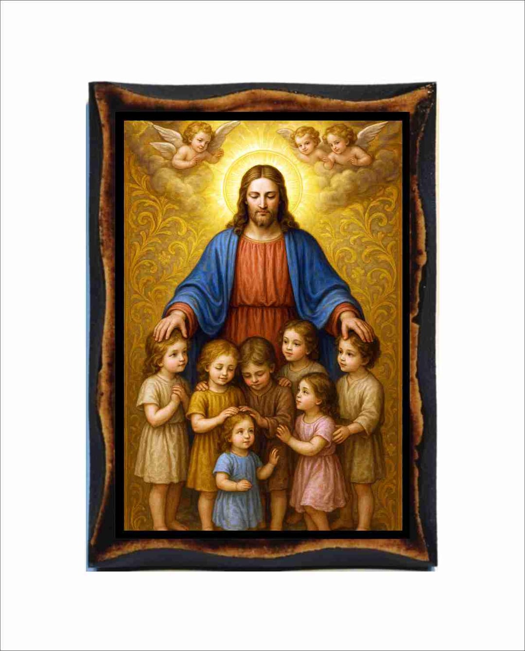 Jesus Blessing Children Icon - Byzantine Art - Catholic Orthodox Holy ...