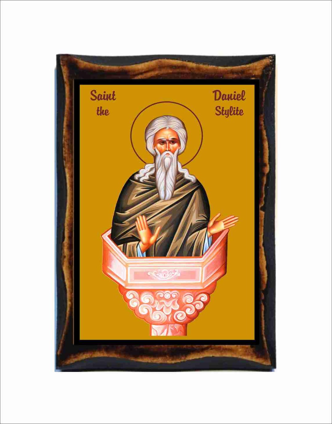 Saint Daniel the Stylite Byzantine Icon - Catholic Holy Card on ...