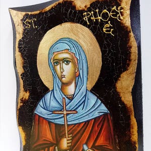 Saint Phoebe the Deaconess Handmade Wood Icon on Plaque With Physical ...