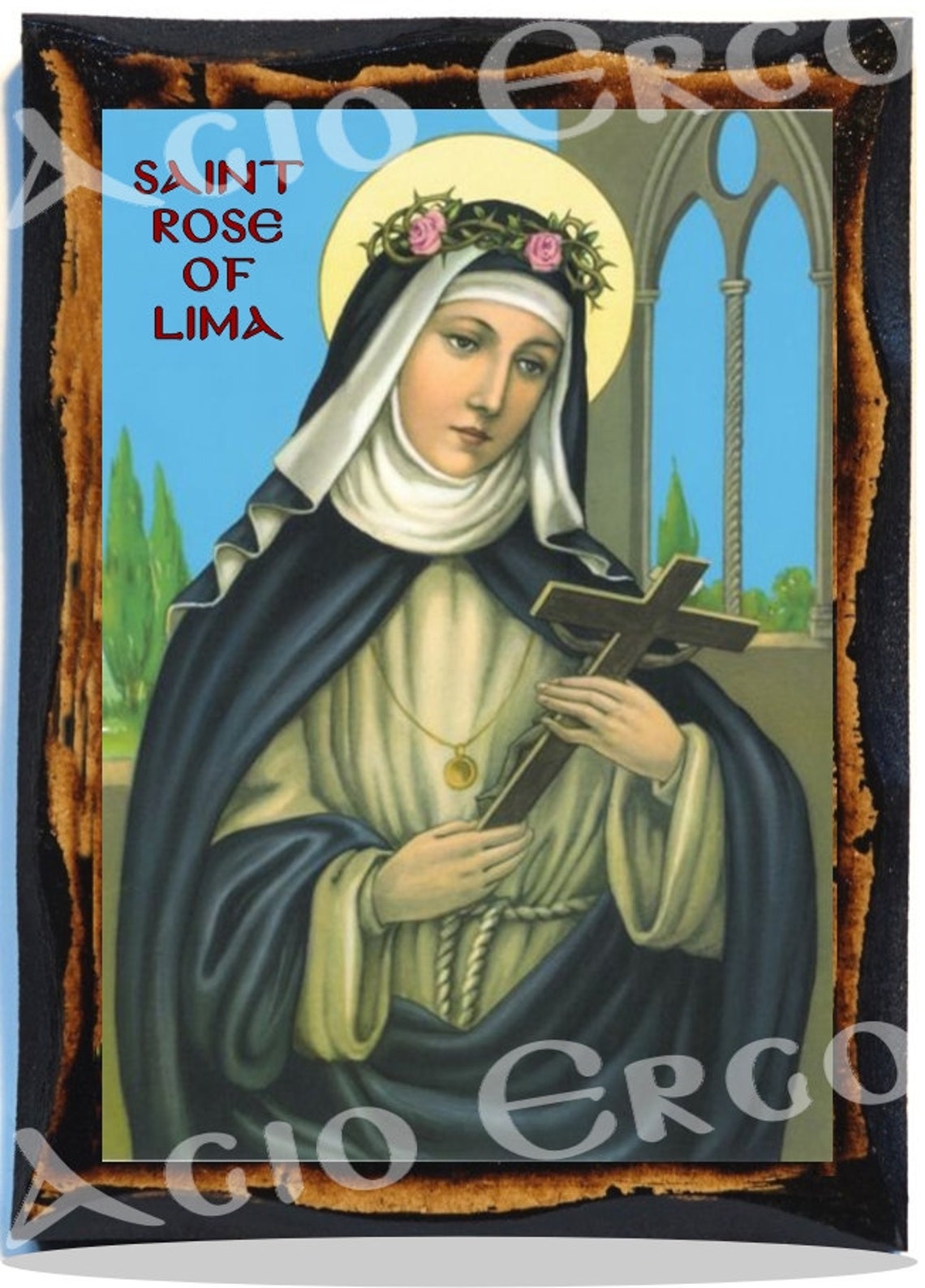 Saint Rose of Lima Catholic Christian Icon on Wood - Etsy