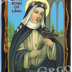 Saint Rose of Lima Catholic Christian Icon on Wood - Etsy