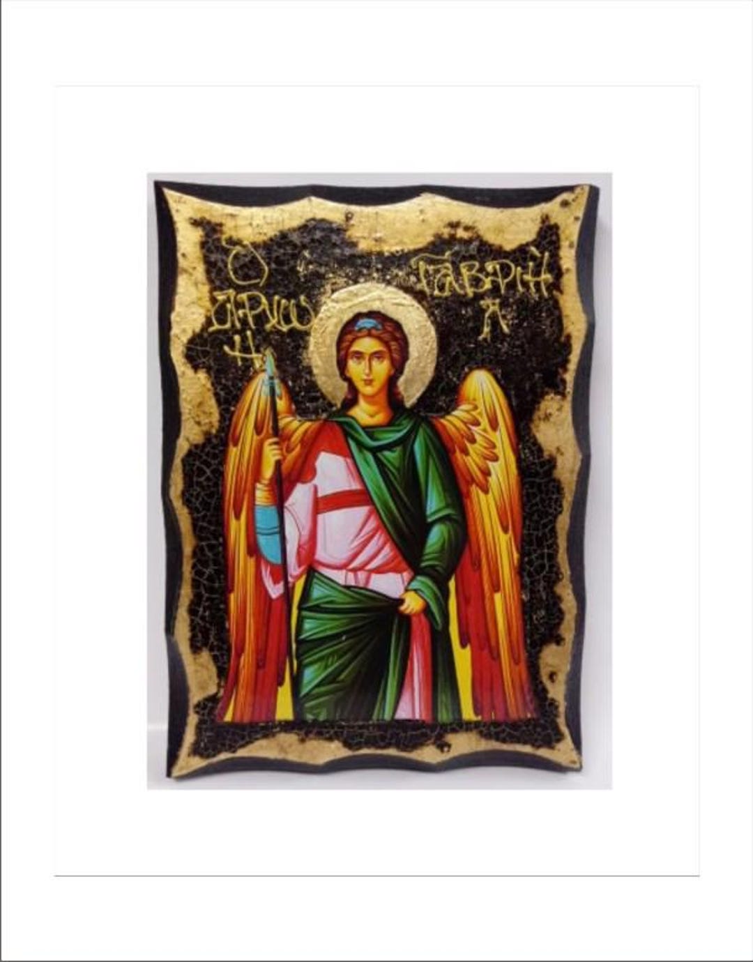 Handmade Archangel Gabriel Wood Icon With 24K Golden Leaf - Etsy