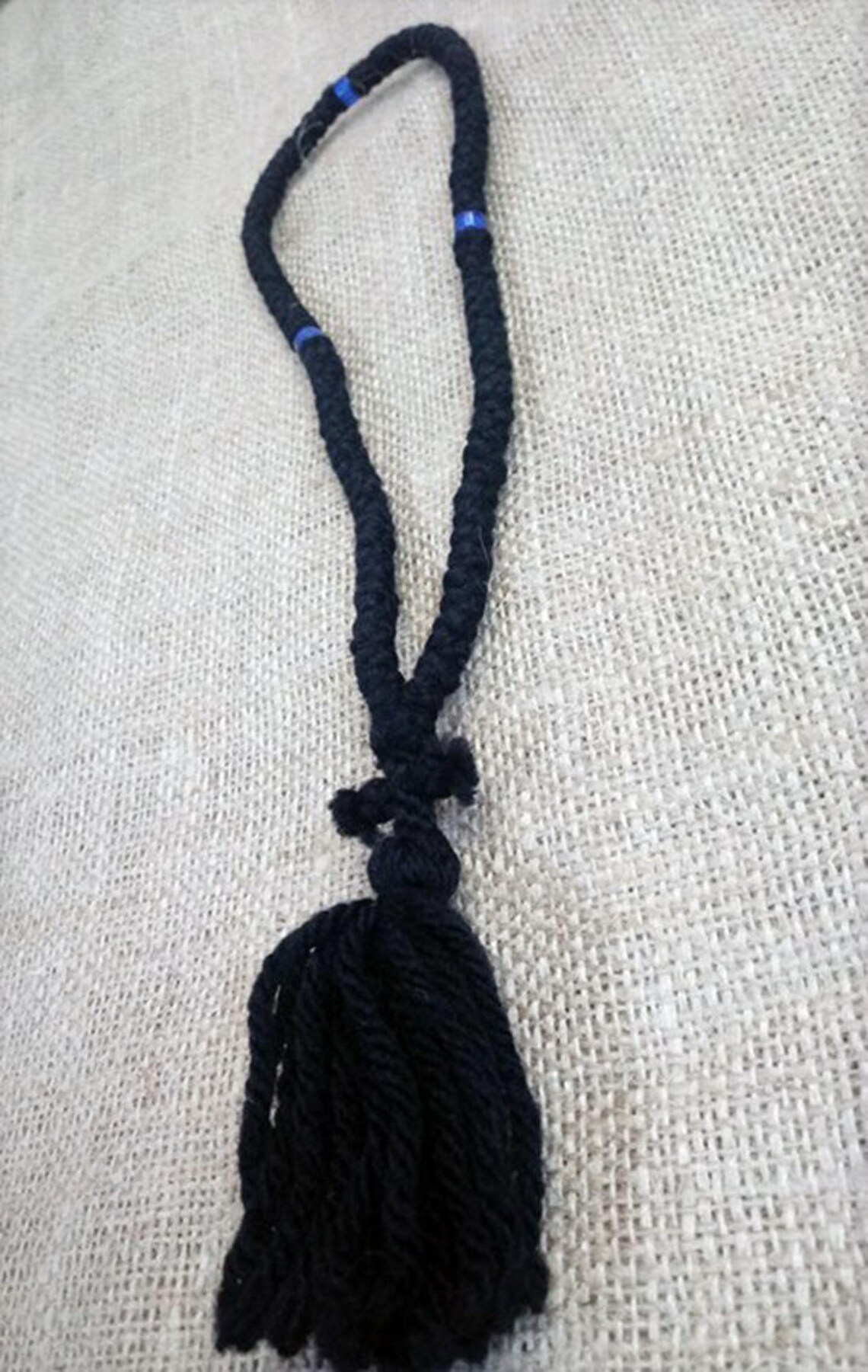 Prayer Rope 100 Knots Wool Blue Bead With Holy Anointing Oil - Etsy