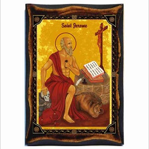 Saint Jerome Icon - Byzantine Art - Orthodox Catholic Holy Card on ...