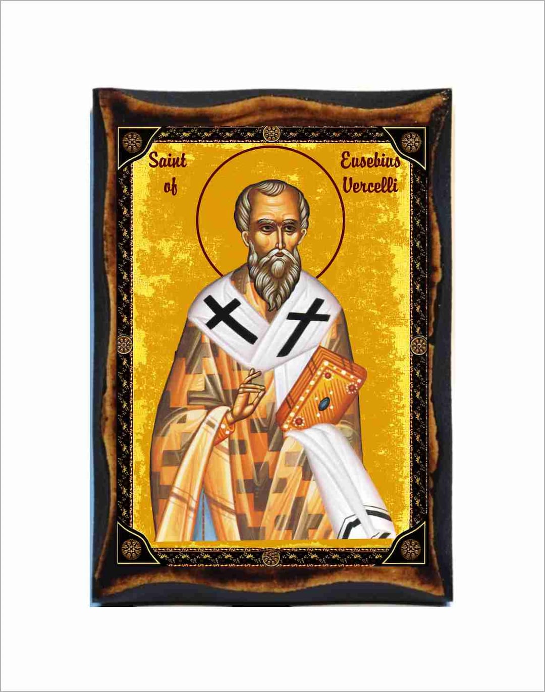 Saint Eusebius Icon - Byzantine Art - Catholic Holy Card on Handmade ...