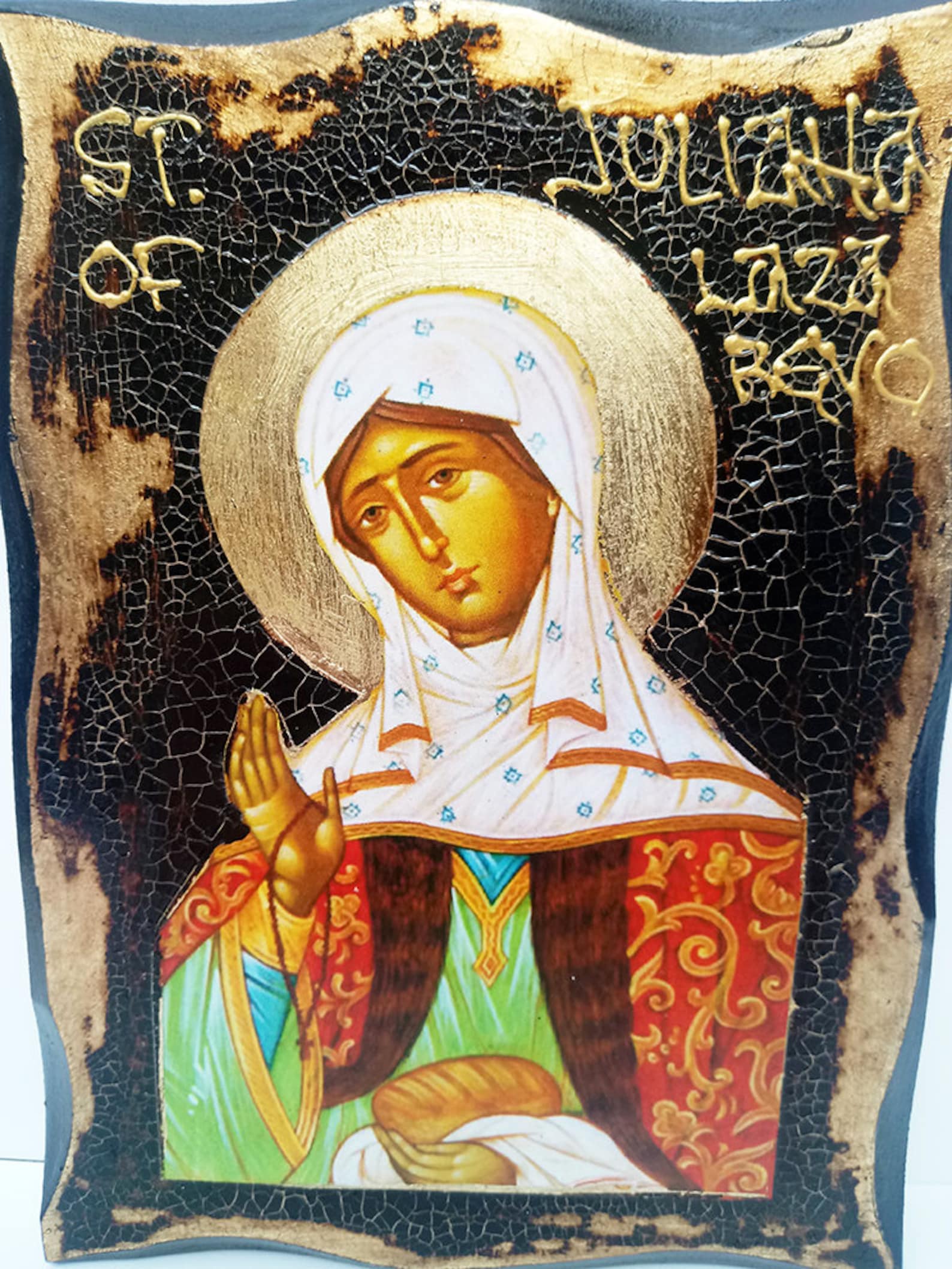 Saint Juliana of Lazarevo Handmade Wood Icon on Plaque With - Etsy