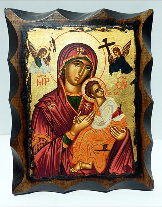 Holy Virgin Mary Formidable Protection Hand Paint Icon on Old - Etsy