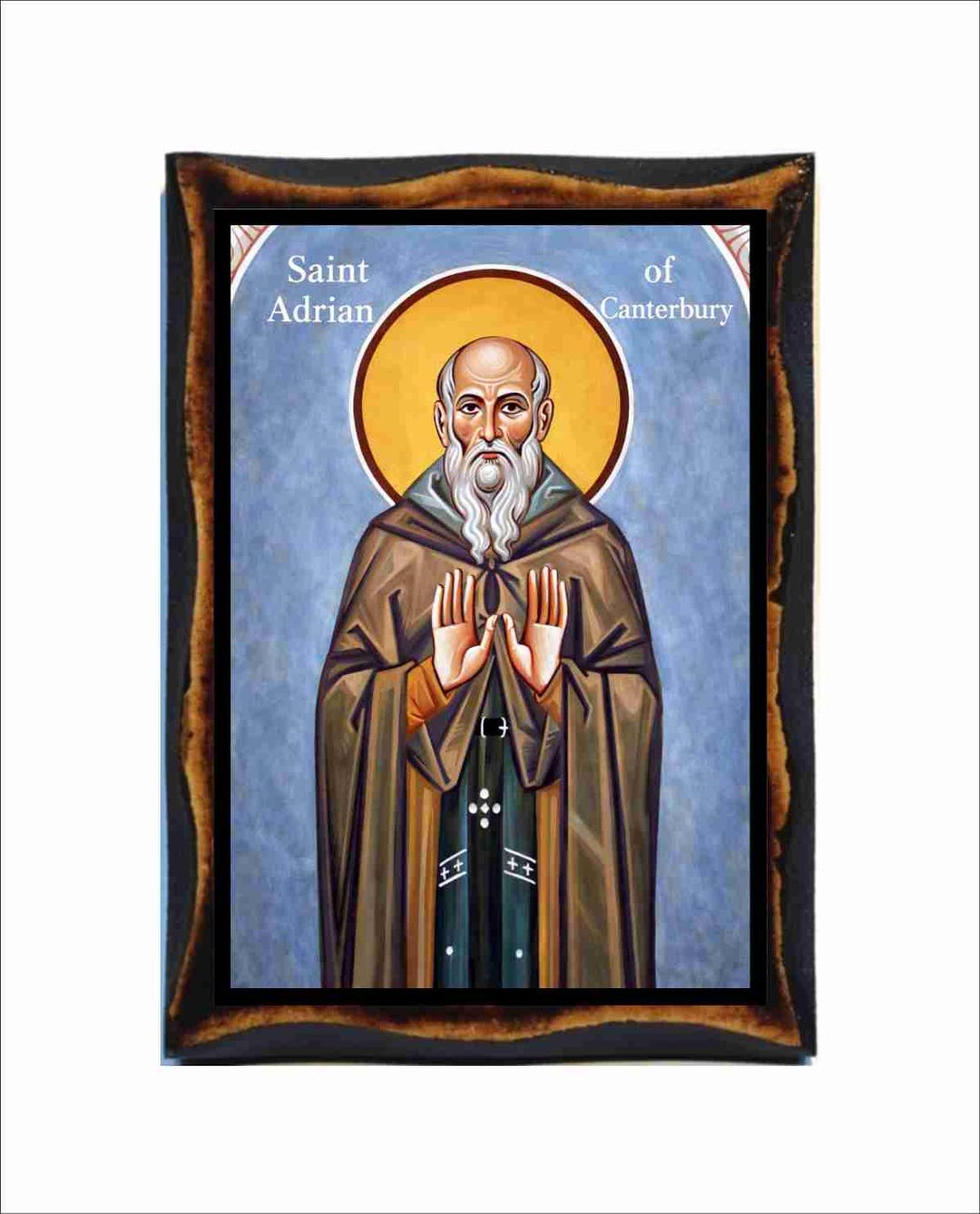 Adrian of Canterbury Icon - Byzantine Art - Cathiolic Holy Card on ...