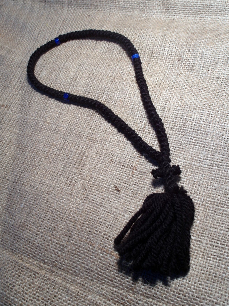 Prayer Rope 100 Knots Wool Blue Bead With Holy Anointing Oil | Etsy