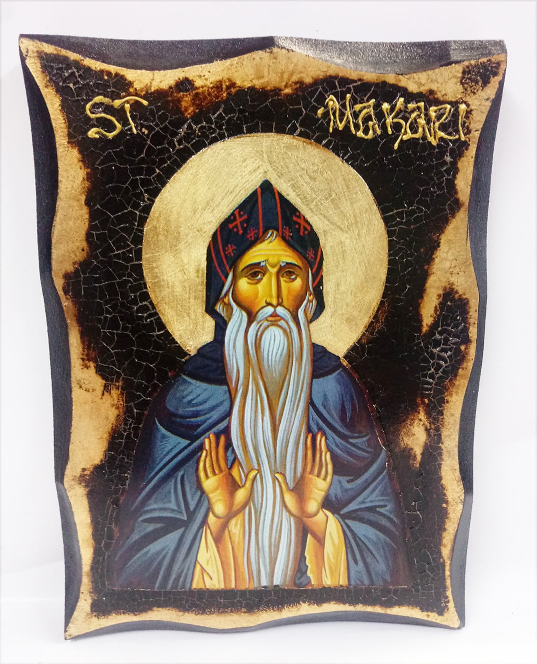 Saint Macarius of Egypt - Saint Macarius the Elder - Handmade Wood Icon ...