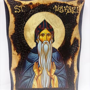 Saint Macarius of Egypt - Saint Macarius the Elder - Handmade Wood Icon ...