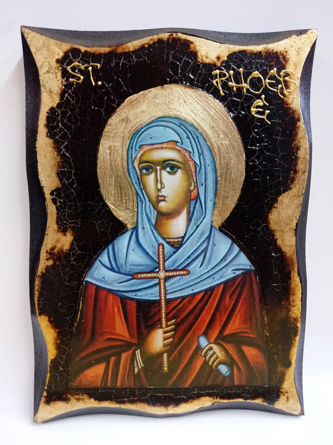 Saint Phoebe the Deaconess Handmade Wood Icon on Plaque With Physical ...