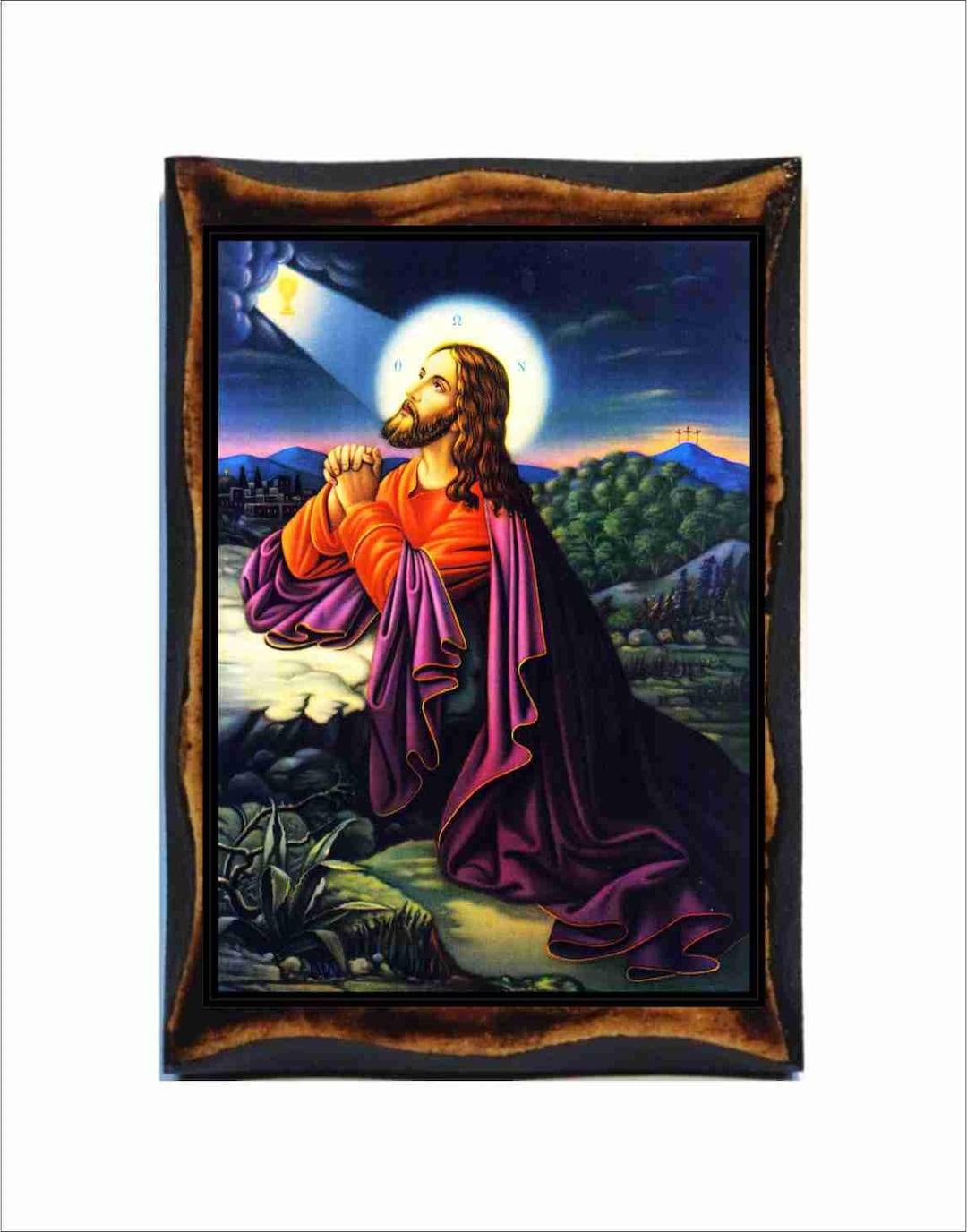 Agony in the Garden Icon - Byzantine Art - Catholic Orthodox Holy Card ...
