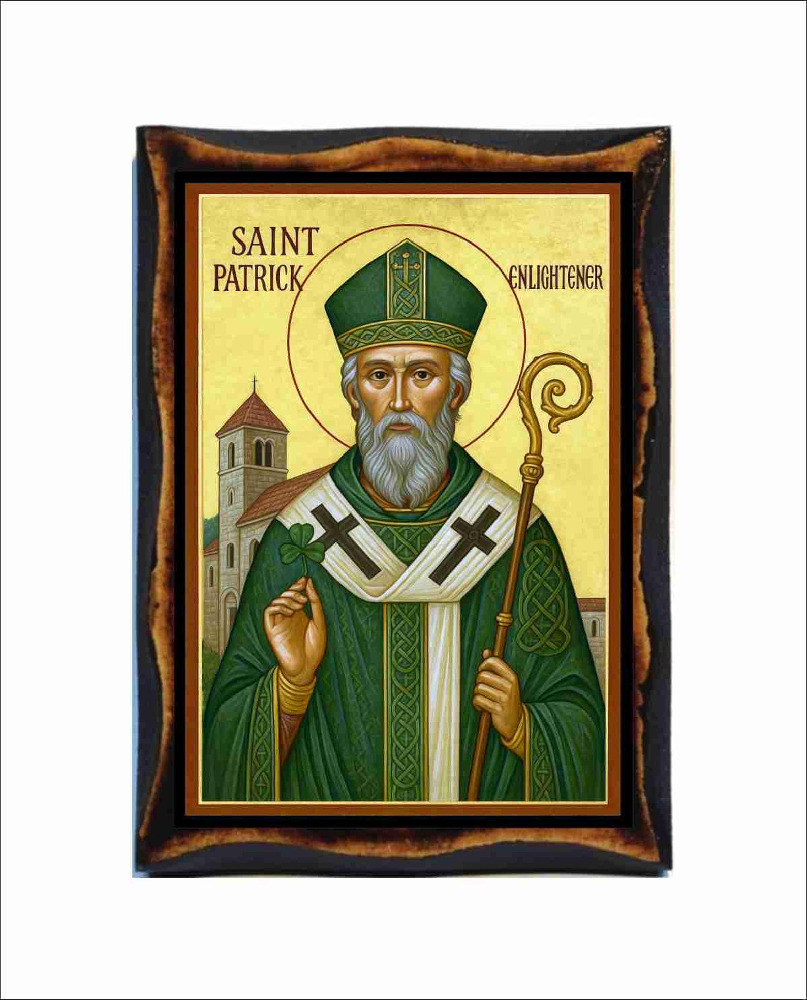 Saint Patrick Icon - Byzantine Art - Orthodox Catholic Holy Card on ...