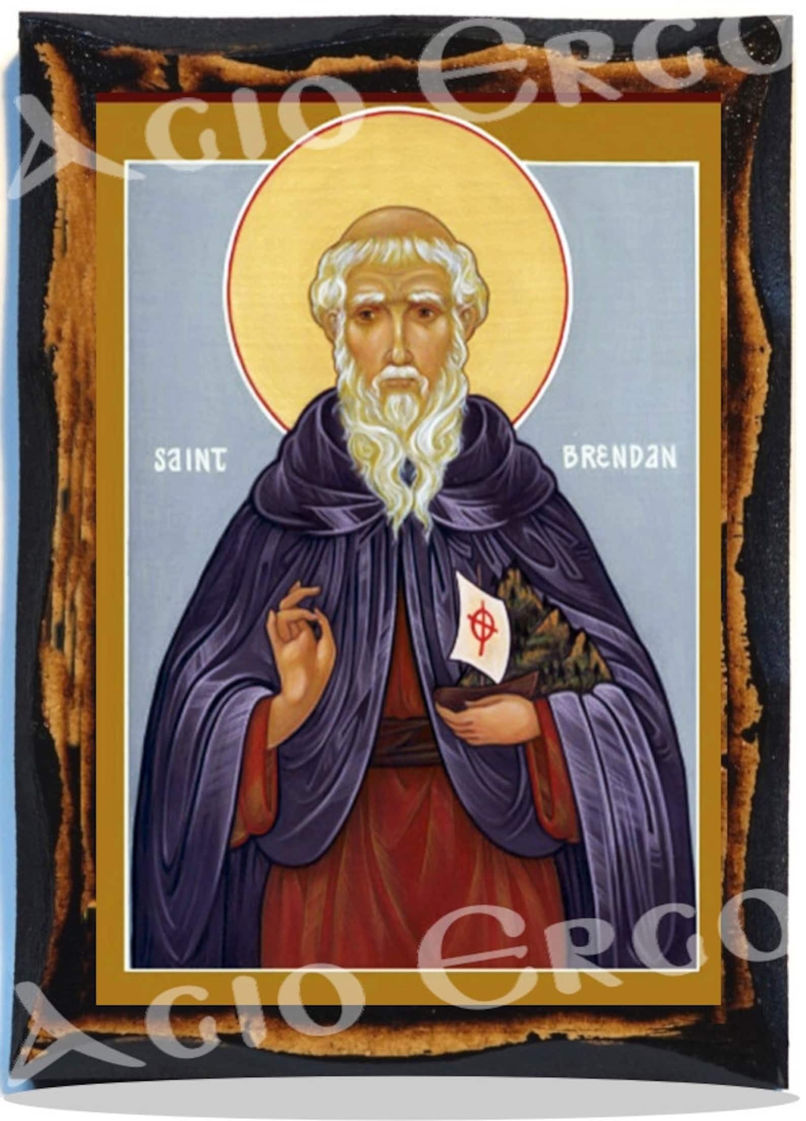 Saint Brendan the Navigator Christian Icon on Wood - Etsy