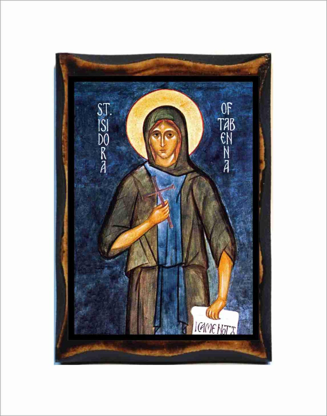 Isidora of Tabenna - Byzantine Art - Catholic Holy Card on Handmade ...