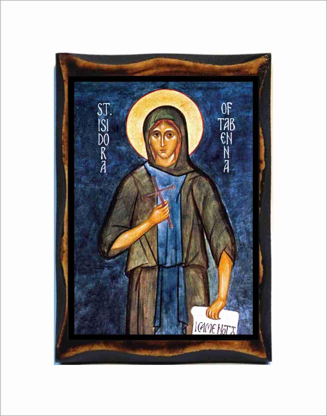 Isidora of Tabenna - Byzantine Art - Catholic Holy Card on Handmade ...