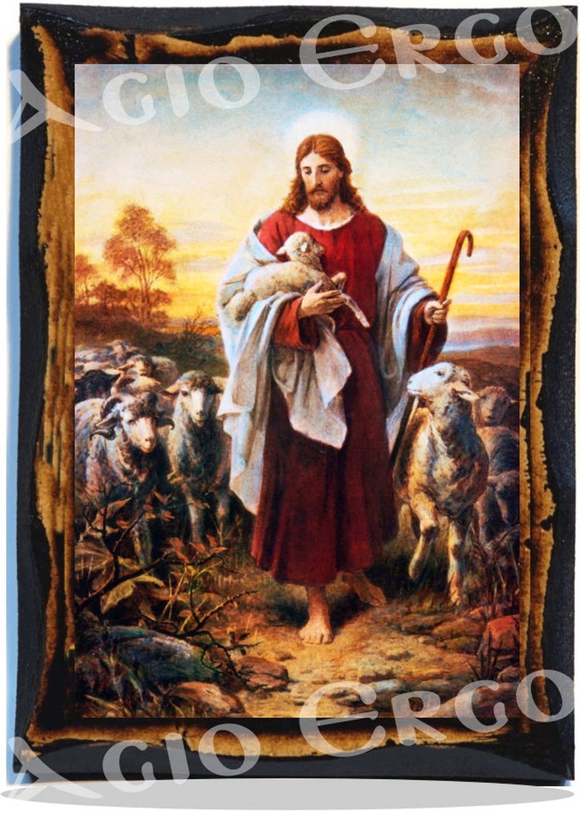 Jesus Christ the Good Shepherd Greek Orthodox Russian Mount - Etsy