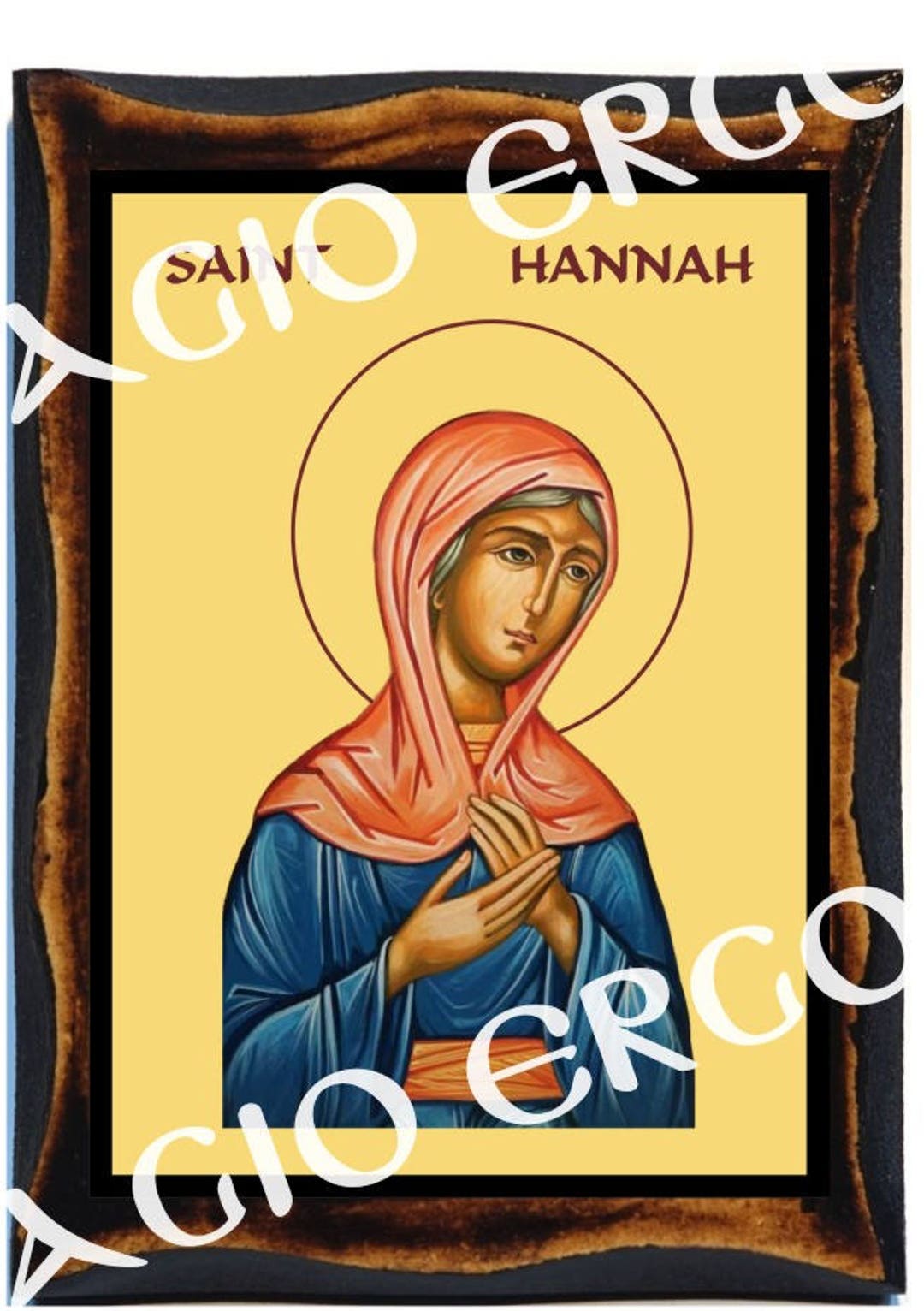 Saint Hannah Roman Christian Catholic Handmade Wood Icon on Plaque - Etsy