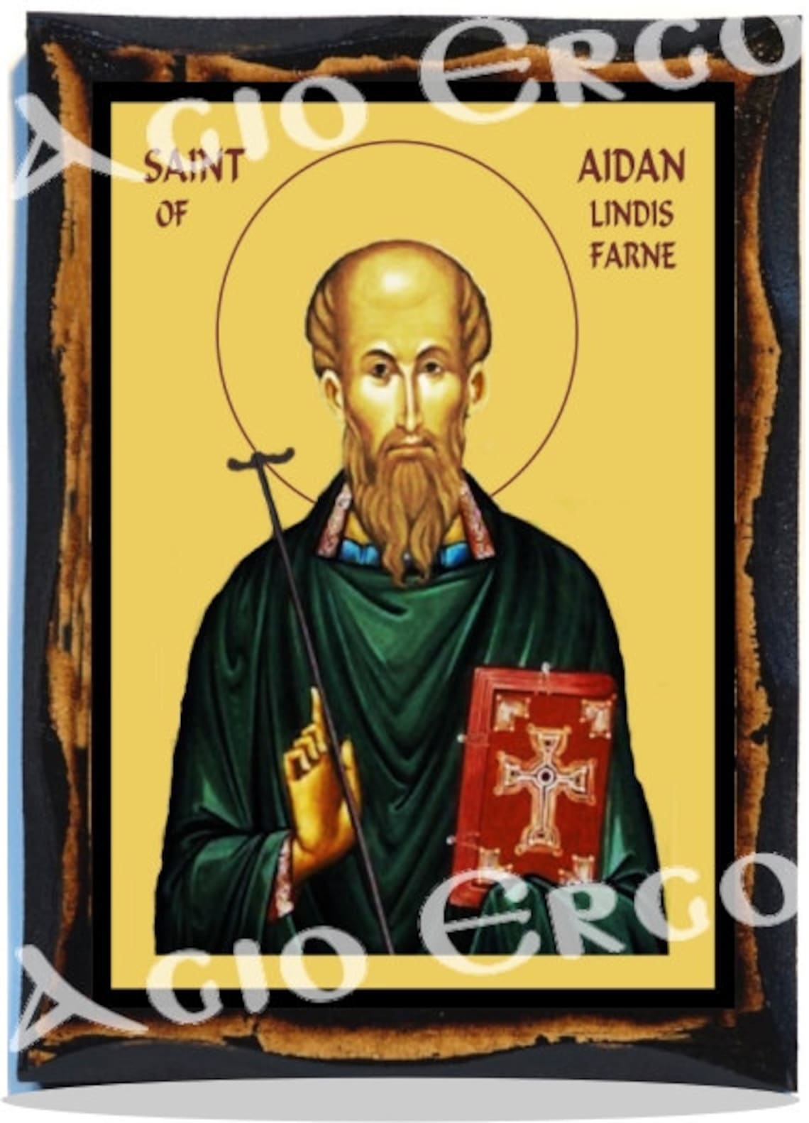 Saint Aidan of Lindisfarne Catholic Christian Icon on Wood | Etsy