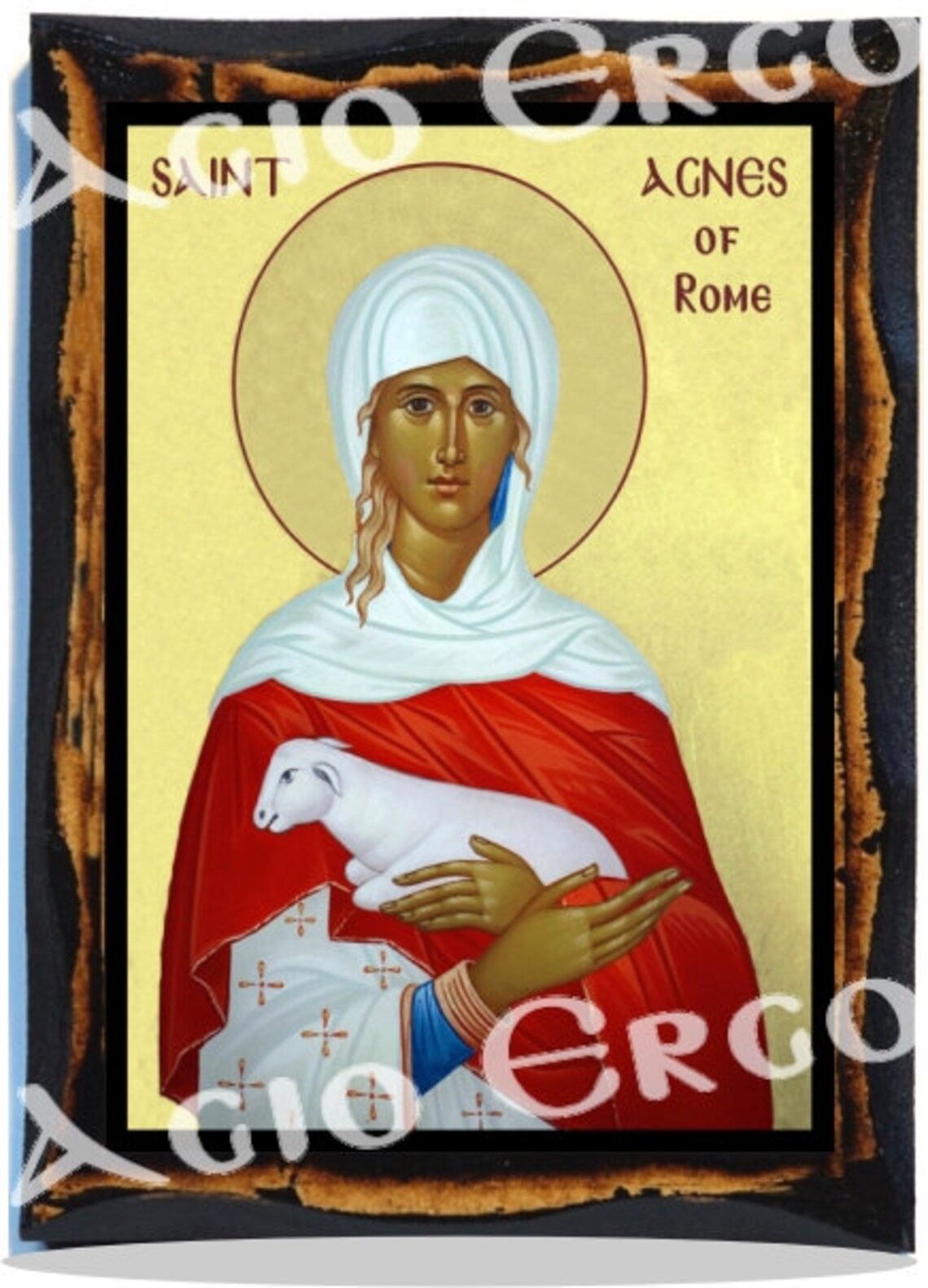 Santa Inés de Roma icono cristiano bizantino ortodoxo griego | Etsy