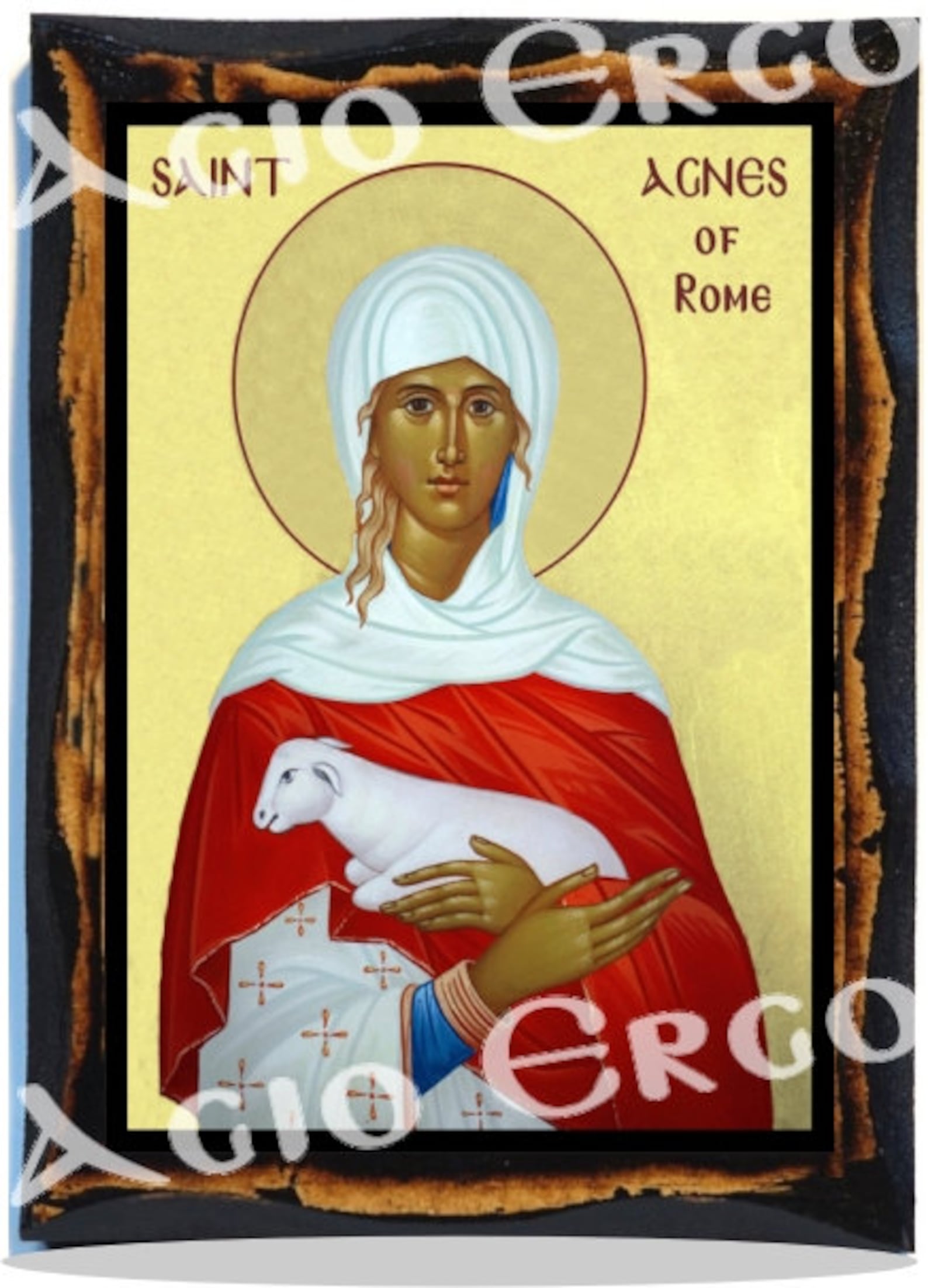 Saint Agnes of Rome Greek Orthodox Byzantine Christian Icon on | Etsy
