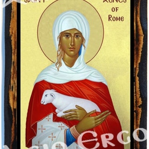 Santa Inés de Roma icono cristiano bizantino ortodoxo griego en la ...