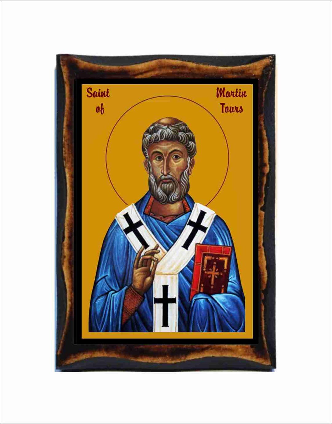 St. Martin of Tours Icon - Byzantine Art - Catholic Holy Card on ...