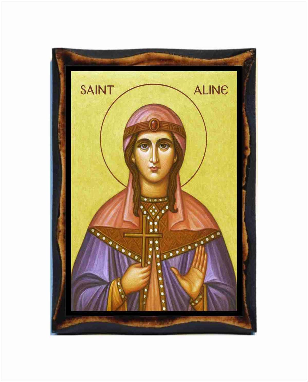 Saint Alena Byzantine Icon - Alena of Belgium - Handmade Aged Wood - Etsy