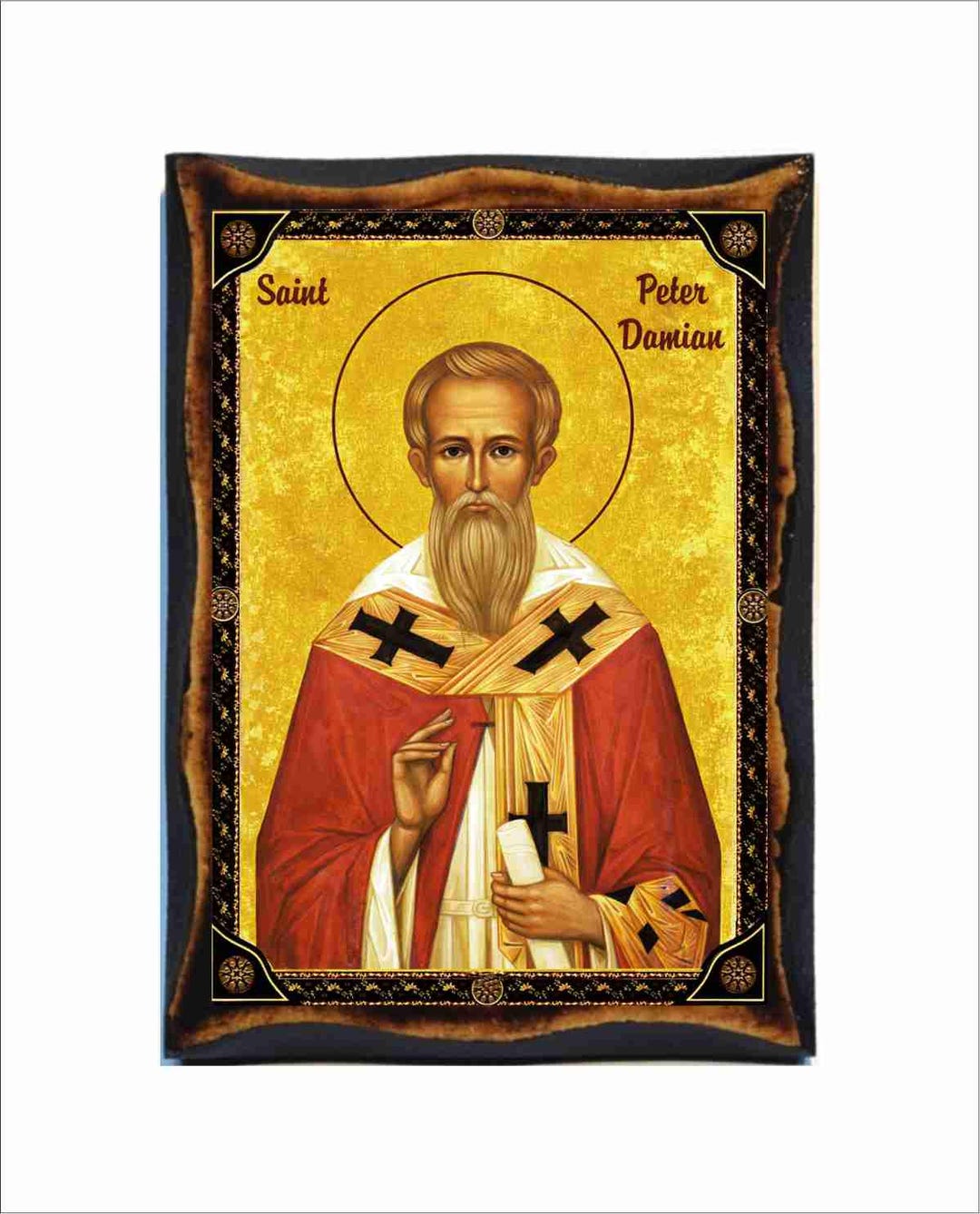 Saint Peter Damian - Byzantine Art - Catholic Holy Card on Handmade ...