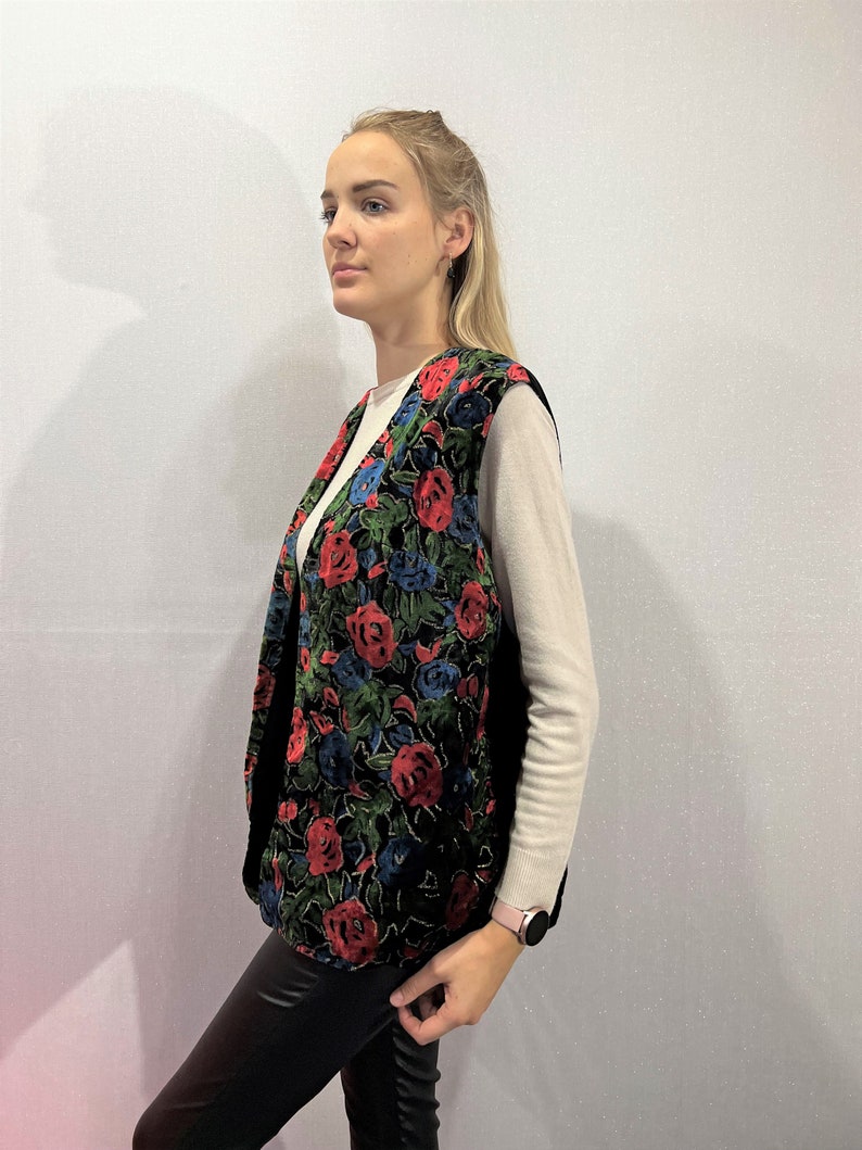 Vintage Floral Velvet Vest Womens Elegant Oppen Velvet Vest - Etsy