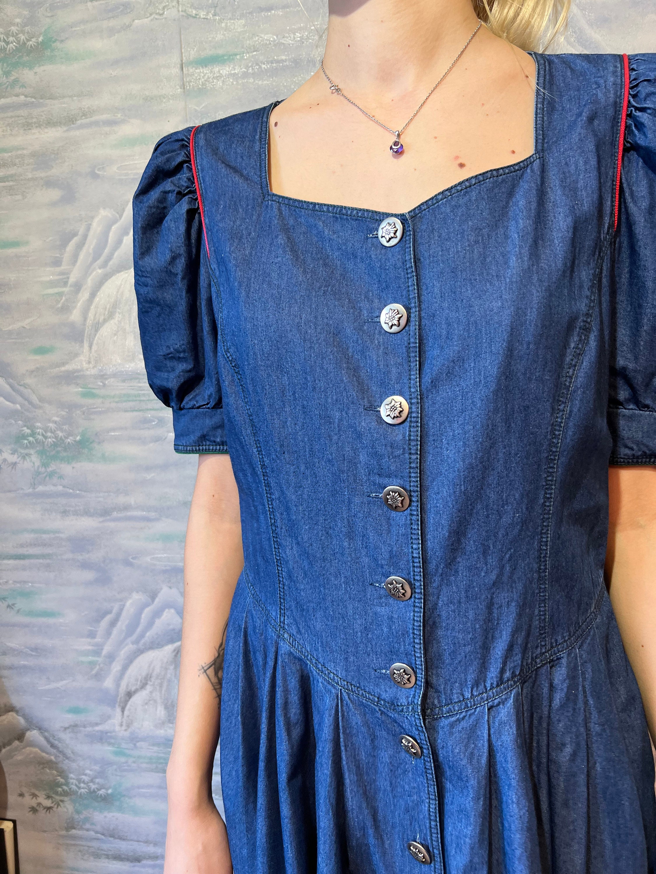 Vintage Blue Dirndl Dress German Austrian Dress Bavarian Folk National ...
