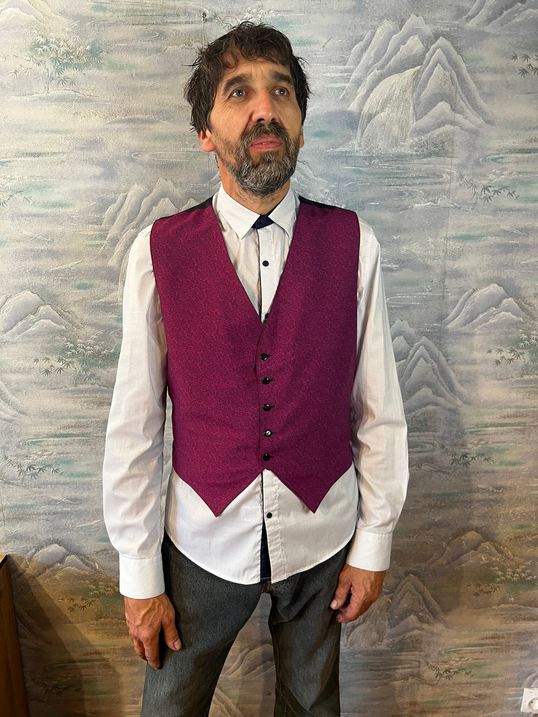 Vintage Mens Vest Gentleman's Formal Fitted Waistcoat Large Size Mens ...