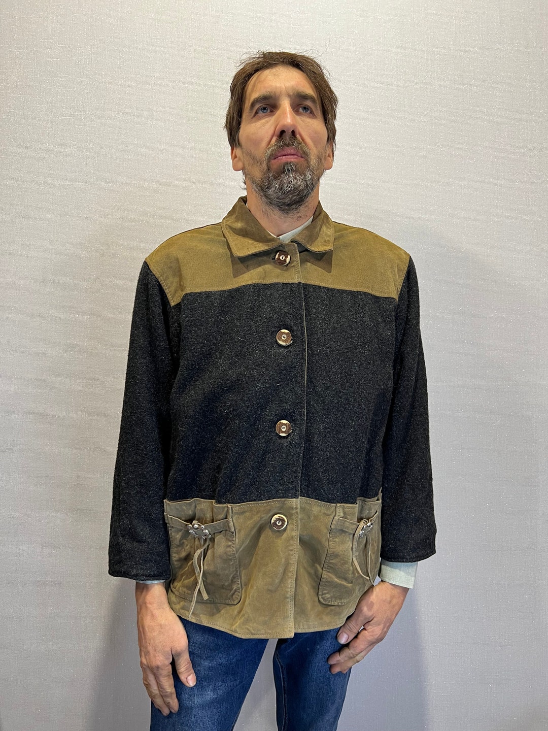 Austrian Wool Leather Mens Jacket Alpen Tracht German Jacket Trachten ...