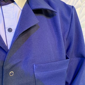 Cobalt Blue Work Coat Men Workwear Long Chore Jacket Retro Artist ...