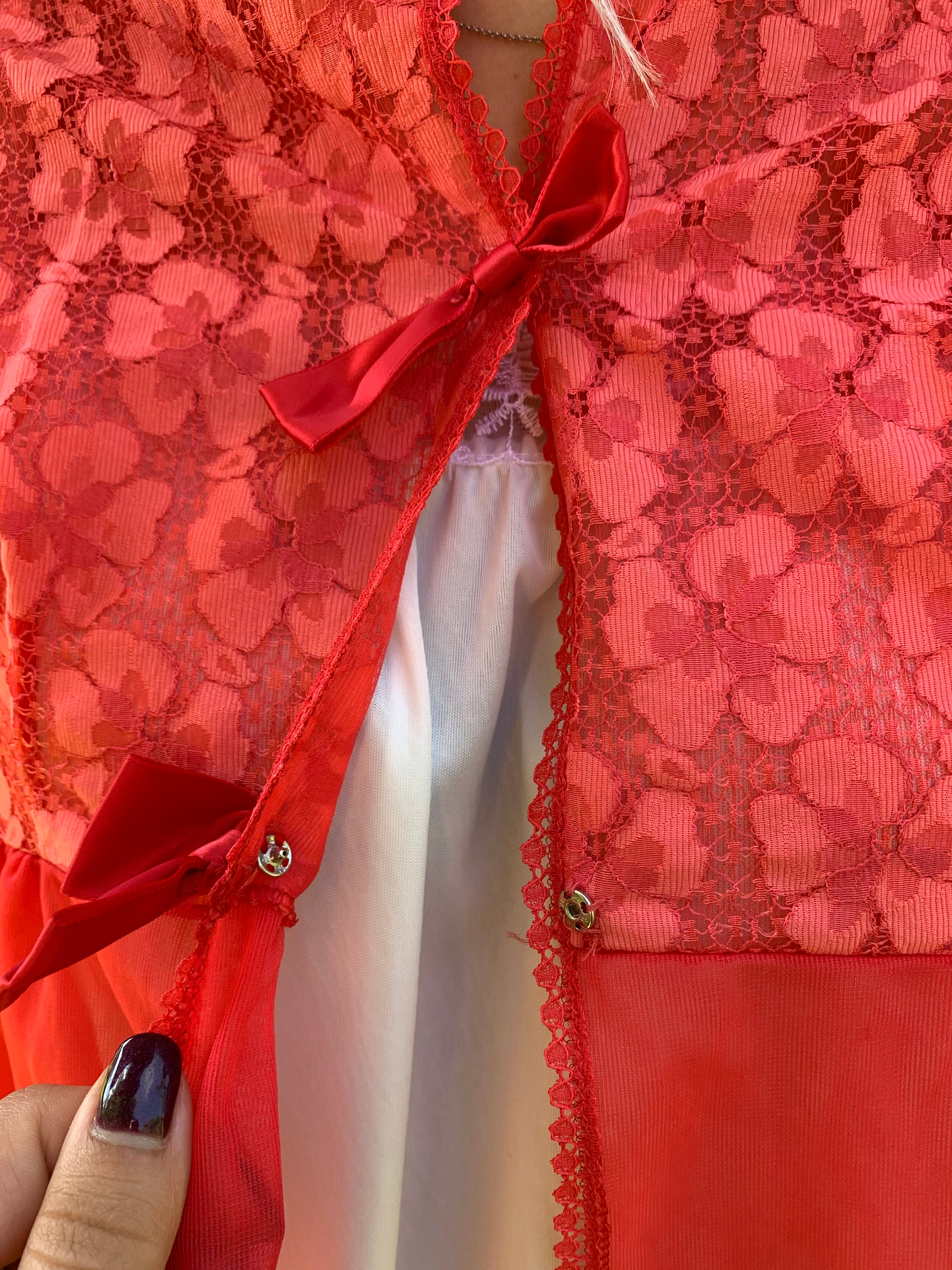 Red Sheer Nylon Robe Peignoir Long Bridal Robe Length Gown - Etsy