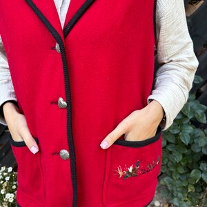 Vintage Austrian Red Wool Vest Womens Pure New Wool Loden Traditional ...