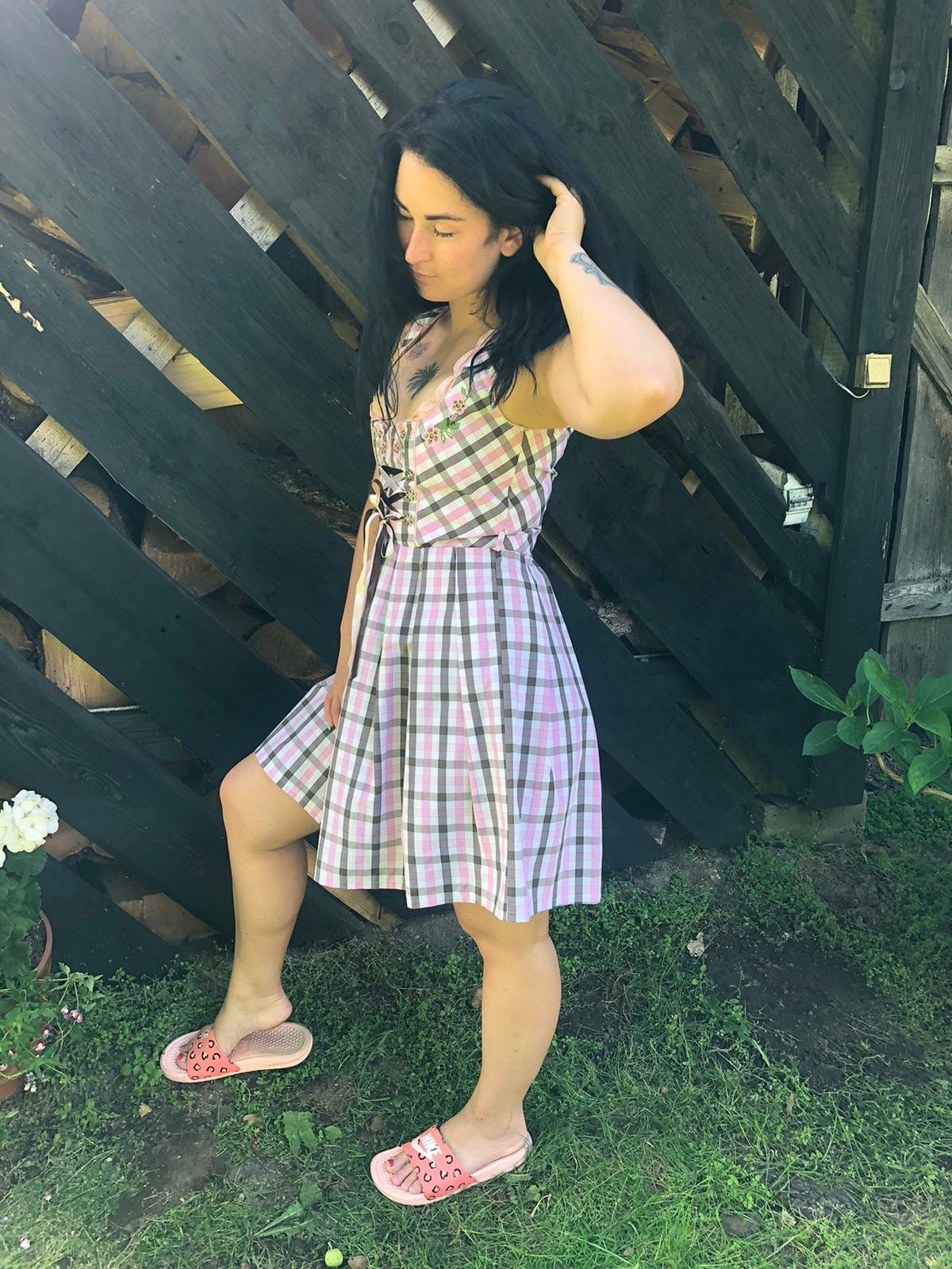 Vintage Dirndl Dress German Austrian Dress Light Pink Brown Palid ...