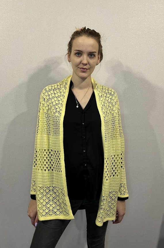 Crochet pattern Pale Yellow Crochet cardigan Customiz… - Gem