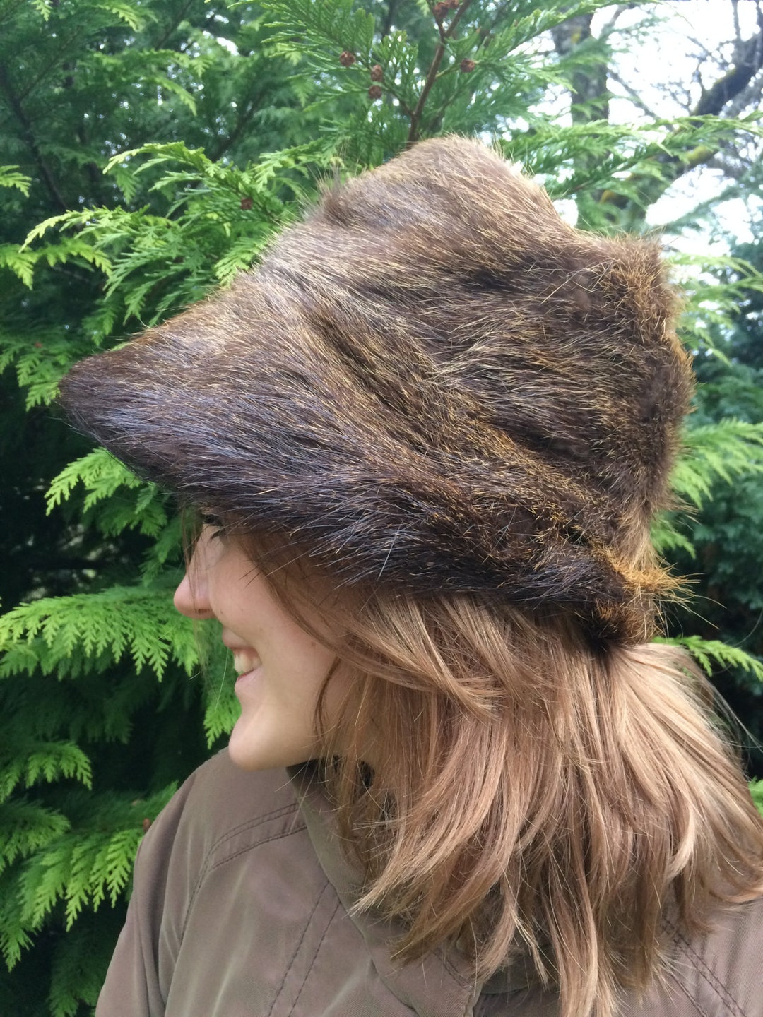 Creation Vittorio Dark Brown Beaver Fur Hat Winter Warm Hat Brown ...