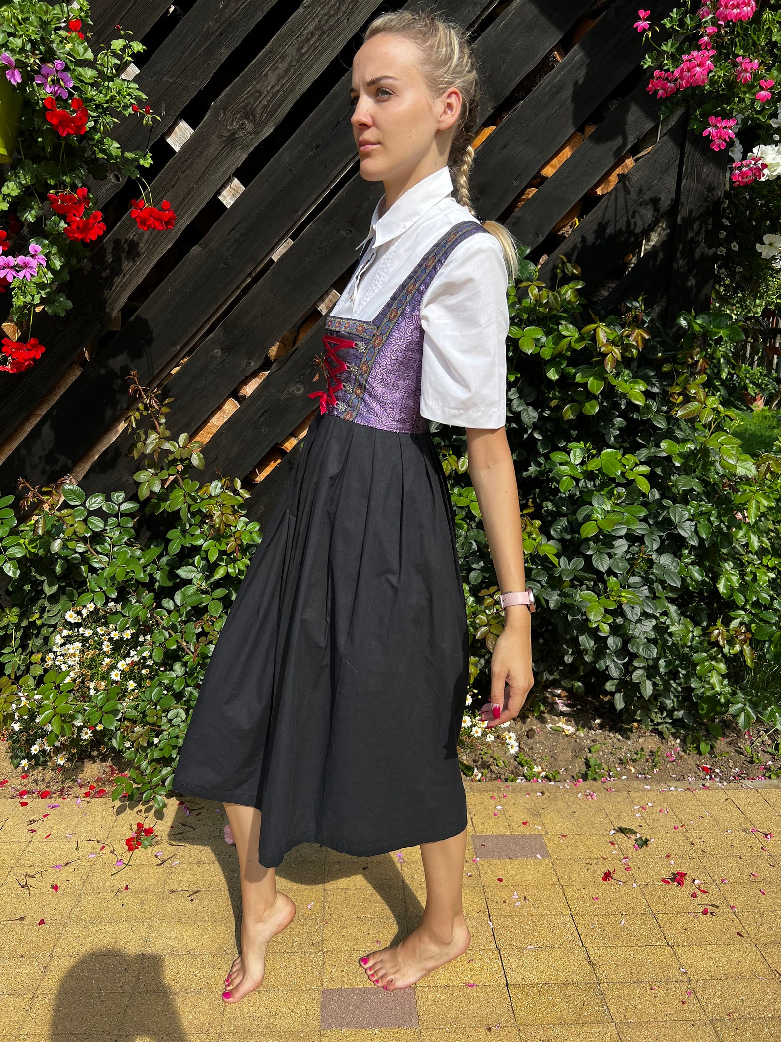 Purple Dirndl Dress: Bavarian Oktoberfest Gingham Gown, Medium - Etsy