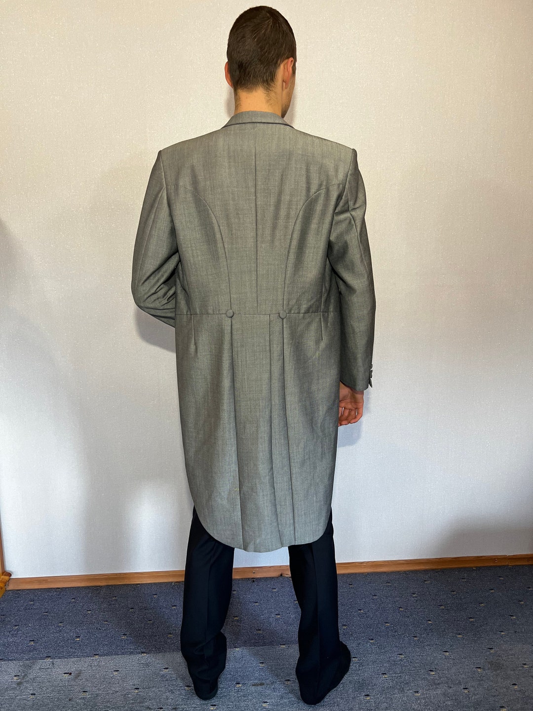 Vintage Men's Tailcoat Gray Tuxedo Jacket Gray Sports Tail Coat Tuxedo ...