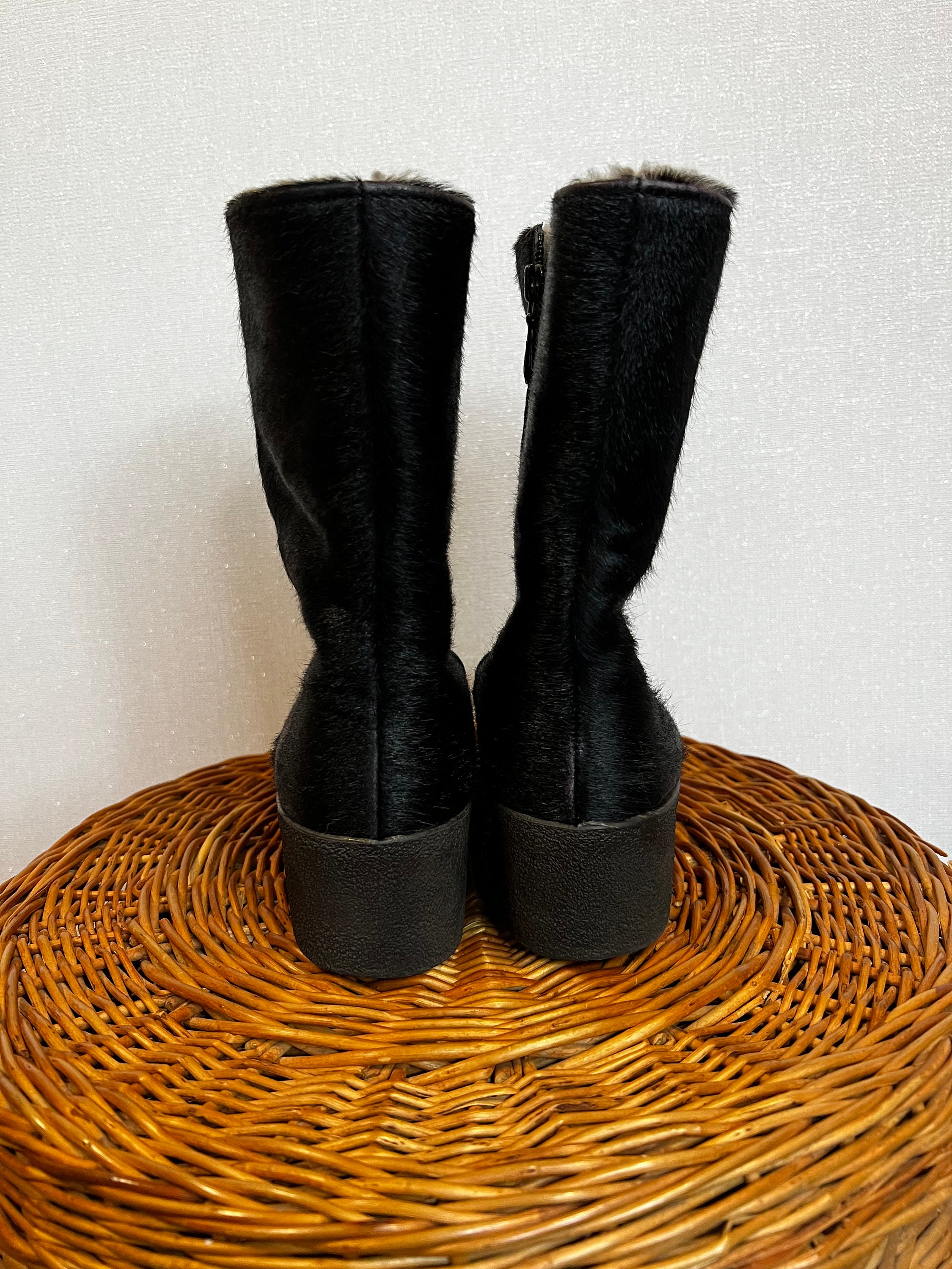 Vintage Fur Boots Snow Boots Sami Boots Vintage Black Real Fur - Etsy
