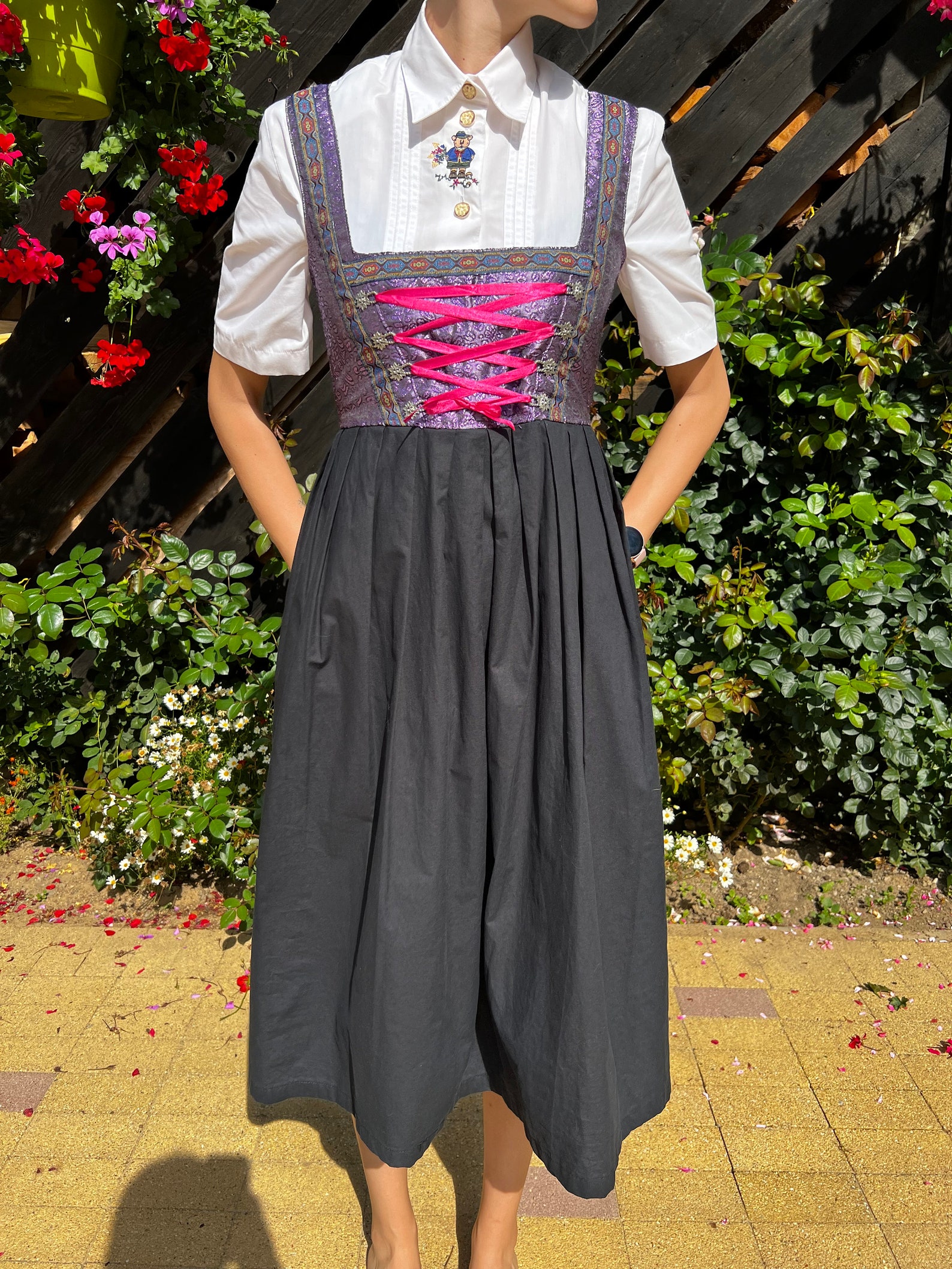 Purple Dirndl Dress: Bavarian Oktoberfest Gingham Gown, Medium - Etsy