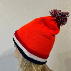 Vintage Neon Orange Hat Knitted Retro Ski Hat Warm Unisex Winter Hat ...