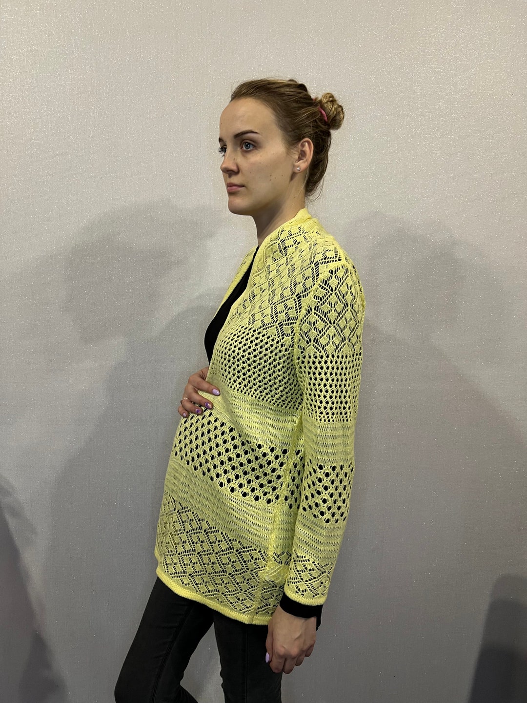 Crochet Pattern Pale Yellow Crochet Cardigan Customizable Pattern Top ...