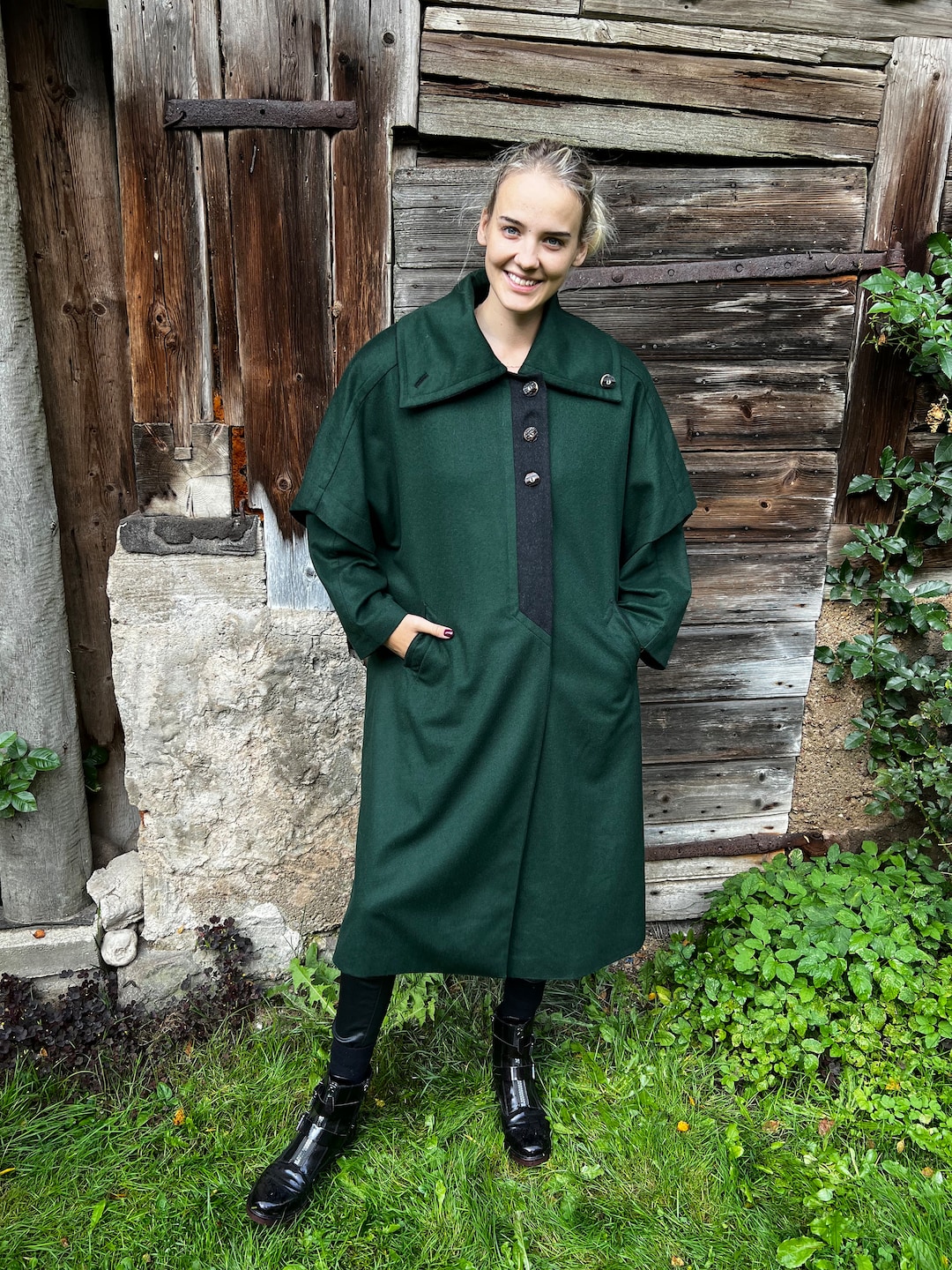 Vintage Classic Bavarian Coat Austrian Tiroler Loden Coat Moss Geen ...