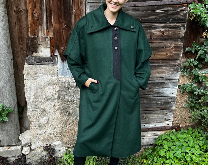 Vintage Classic Bavarian Coat Austrian Tiroler Loden Coat Moss Geen ...